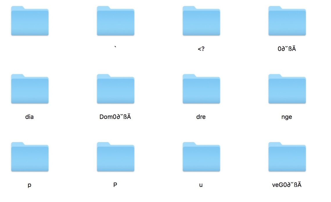 Invasion of many folders with strange names on the MAC hard drive ...