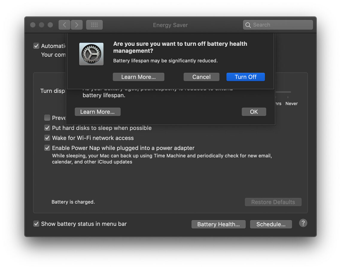 Battery Health Management on Mac - expands battery life on MacBook