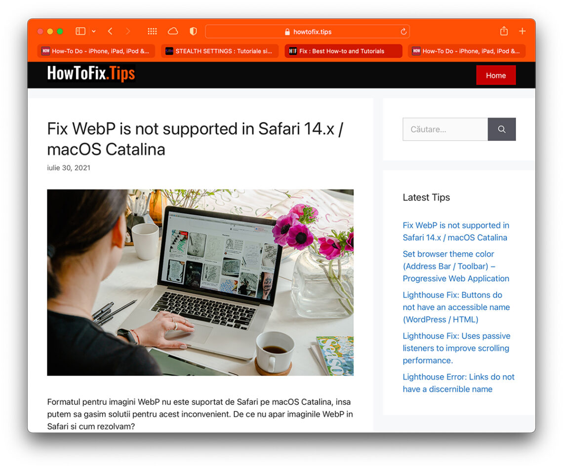 Safari 15 with "compact" and "separate" tabs on Macos Monterey